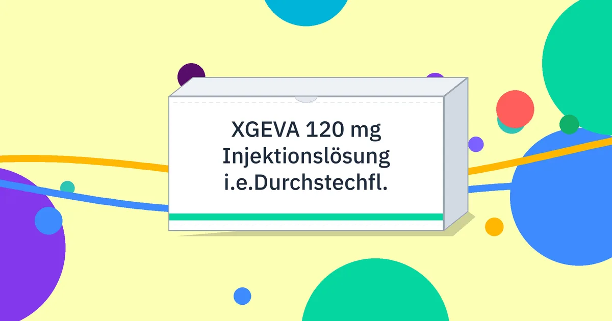 Symbolbild: Packung mit der Aufschrift XGEVA 120 mg Injektionslösung i.e.Durchstechfl. (PZN 20340838) – Verfügbarkeit und Bezug in Apotheken in Frankfurt am Main