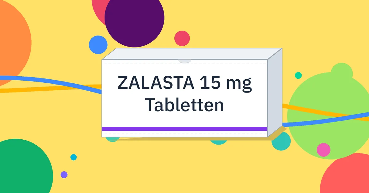 Symbolbild: Packung mit der Aufschrift ZALASTA 15 mg Tabletten (PZN 09097751) – Verfügbarkeit und Bezug in Apotheken in Frankfurt am Main