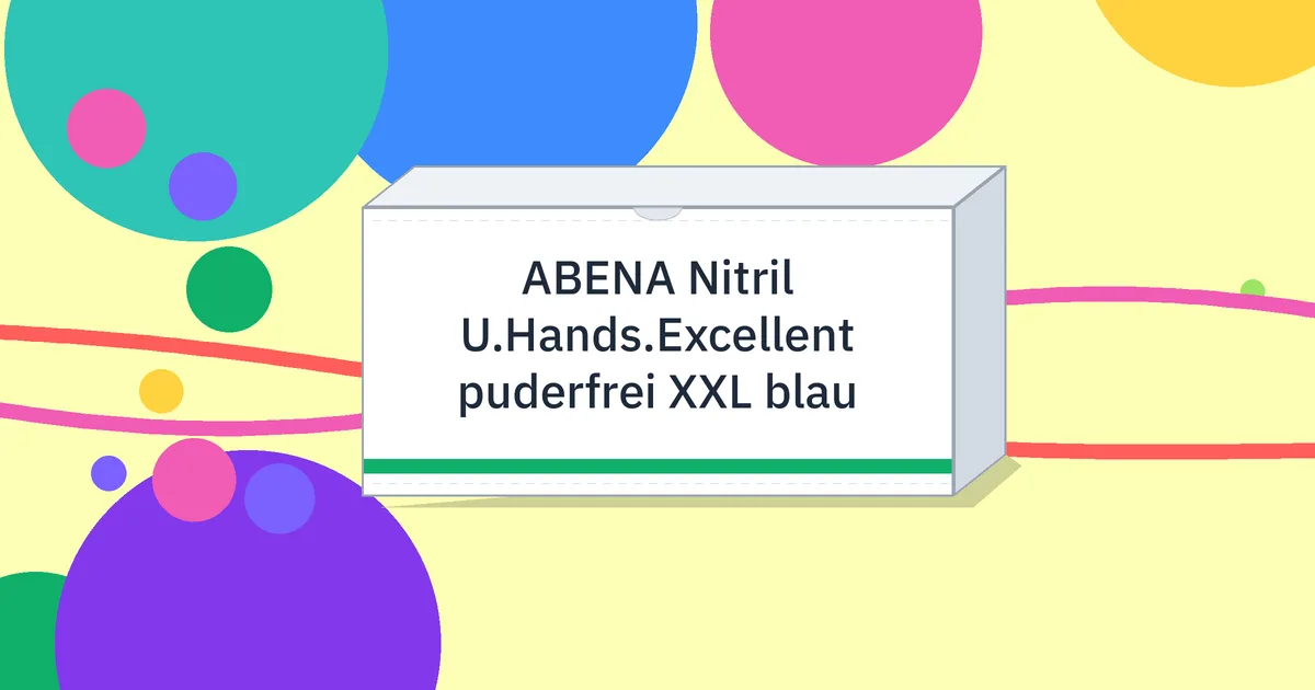Symbolbild: Packung mit der Aufschrift ABENA Nitril U.Hands.Excellent puderfrei XXL blau (PZN 12520242) – Verfügbarkeit und Bezug in Apotheken in Frankfurt am Main