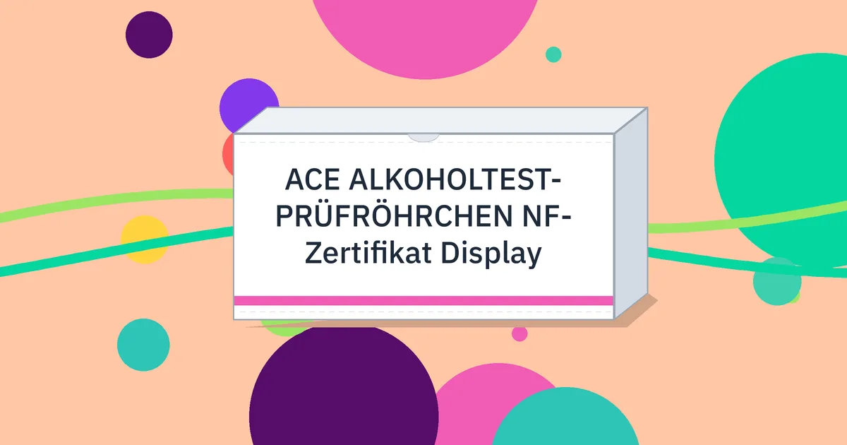 Symbolbild: Packung mit der Aufschrift ACE ALKOHOLTEST-PRÜFRÖHRCHEN NF-Zertifikat Display (PZN 16000769) – Verfügbarkeit und Bezug in Apotheken in Frankfurt am Main