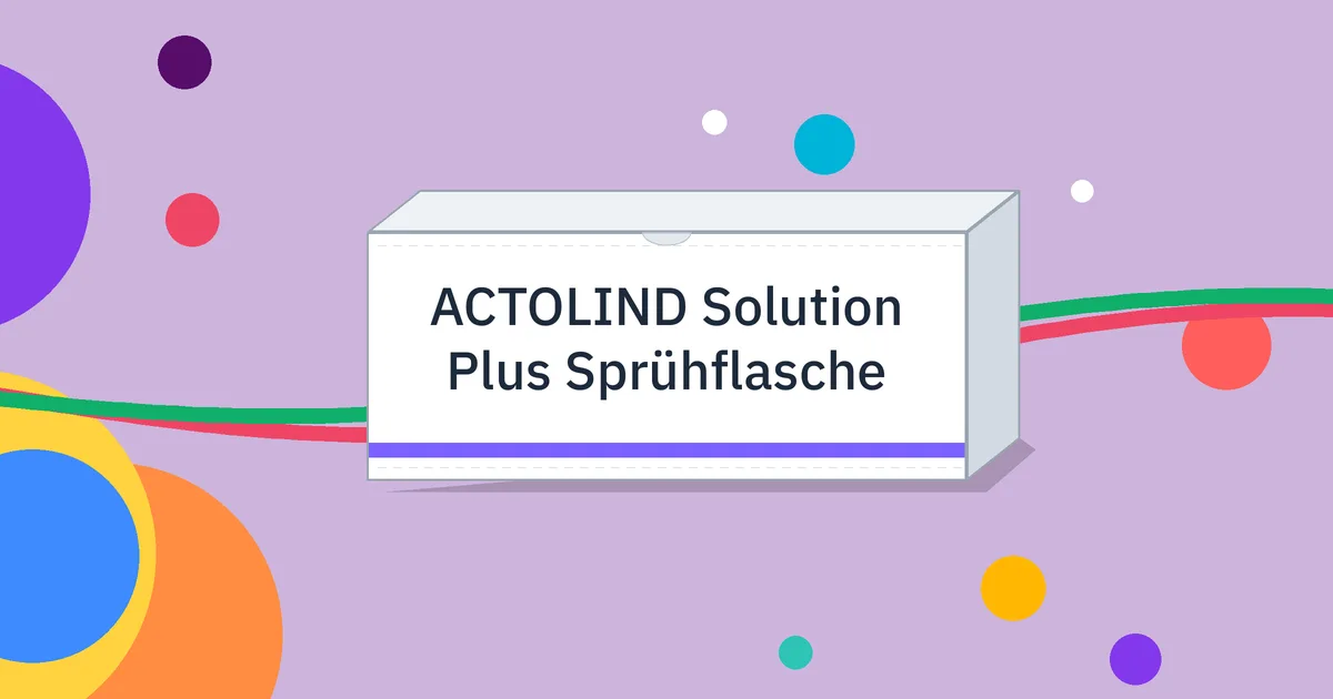 Symbolbild: Packung mit der Aufschrift ACTOLIND Solution Plus Sprühflasche (PZN 20740911) – Verfügbarkeit und Bezug in Apotheken in Frankfurt am Main