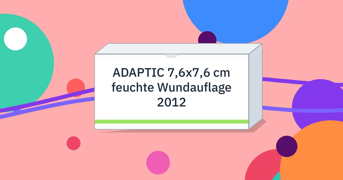Symbolbild: Packung mit der Aufschrift ADAPTIC 7,6x7,6 cm feuchte Wundauflage 2012 (PZN 03302049) – Verfügbarkeit und Bezug in Apotheken in Frankfurt am Main