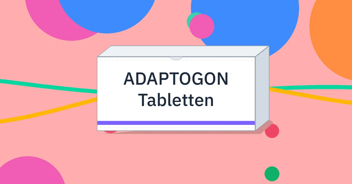 Symbolbild: Packung mit der Aufschrift ADAPTOGON Tabletten (PZN 11852290) – Verfügbarkeit und Bezug in Apotheken in Frankfurt am Main