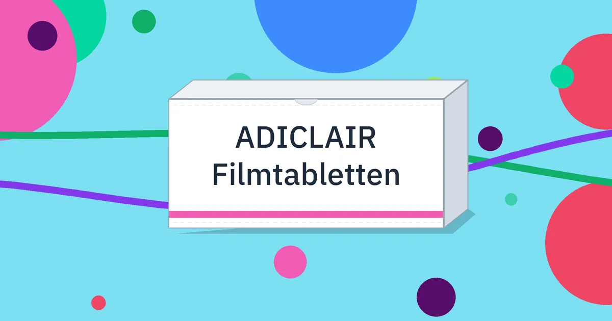 Symbolbild: Packung mit der Aufschrift ADICLAIR Filmtabletten (PZN 04863040) – Verfügbarkeit und Bezug in Apotheken in Frankfurt am Main