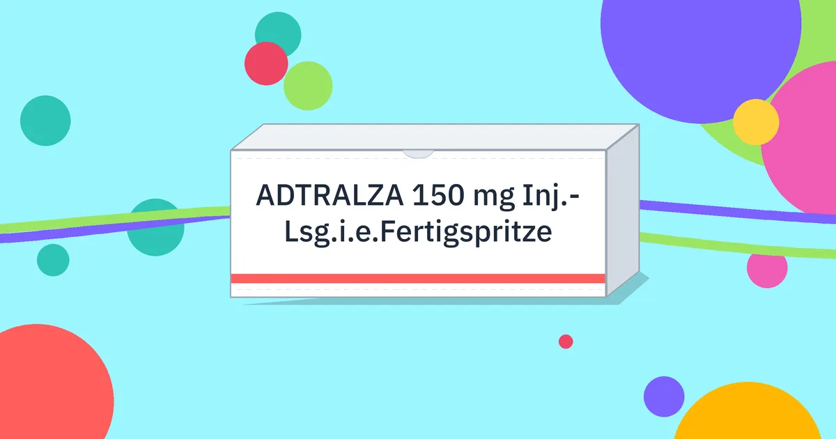Symbolbild: Packung mit der Aufschrift ADTRALZA 150 mg Inj.-Lsg.i.e.Fertigspritze (PZN 18023042) – Verfügbarkeit und Bezug in Apotheken in Frankfurt am Main