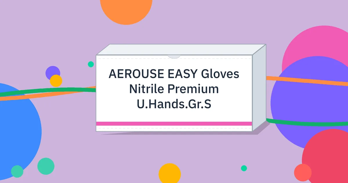 Symbolbild: Packung mit der Aufschrift AEROUSE EASY Gloves Nitrile Premium U.Hands.Gr.S (PZN 11069880) – Verfügbarkeit und Bezug in Apotheken in Frankfurt am Main