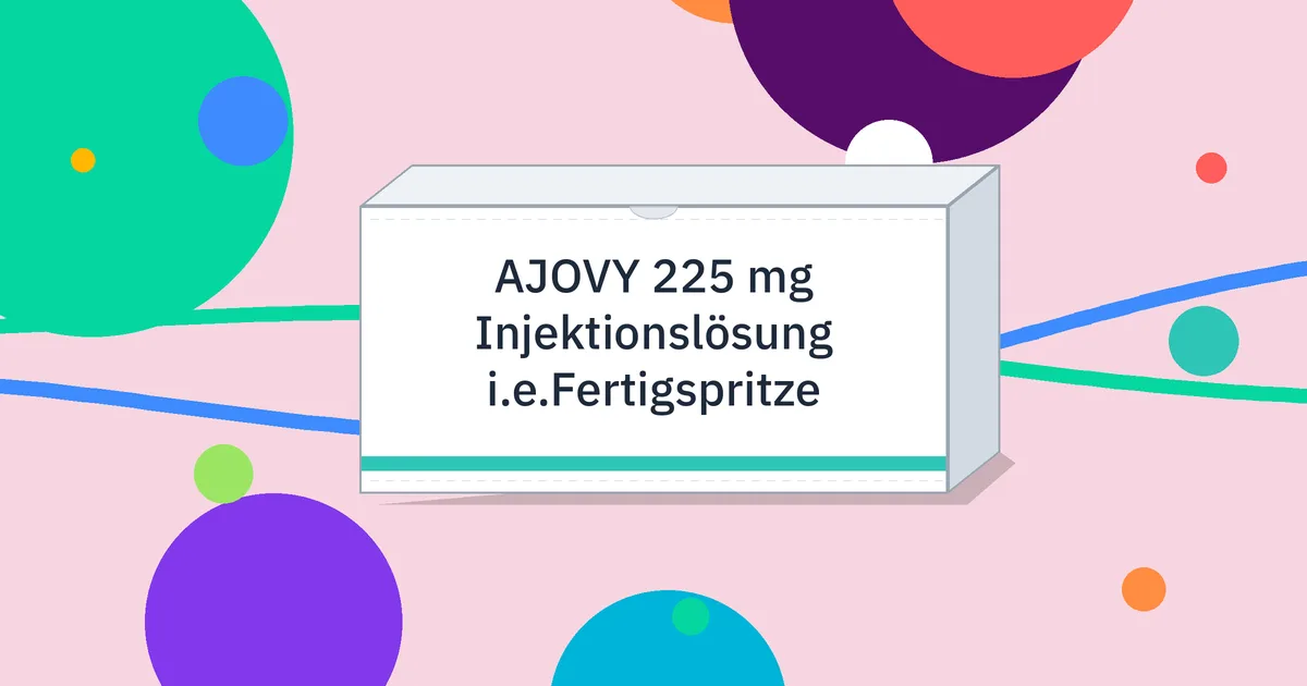 Symbolbild: Packung mit der Aufschrift AJOVY 225 mg Injektionslösung i.e.Fertigspritze (PZN 19247967) – Verfügbarkeit und Bezug in Apotheken in Frankfurt am Main