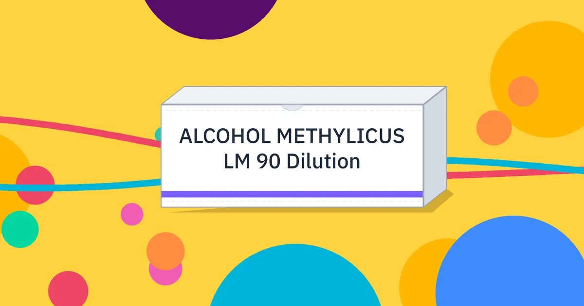 Symbolbild: Packung mit der Aufschrift ALCOHOL METHYLICUS LM 90 Dilution (PZN 13309526) – Verfügbarkeit und Bezug in Apotheken in Frankfurt am Main
