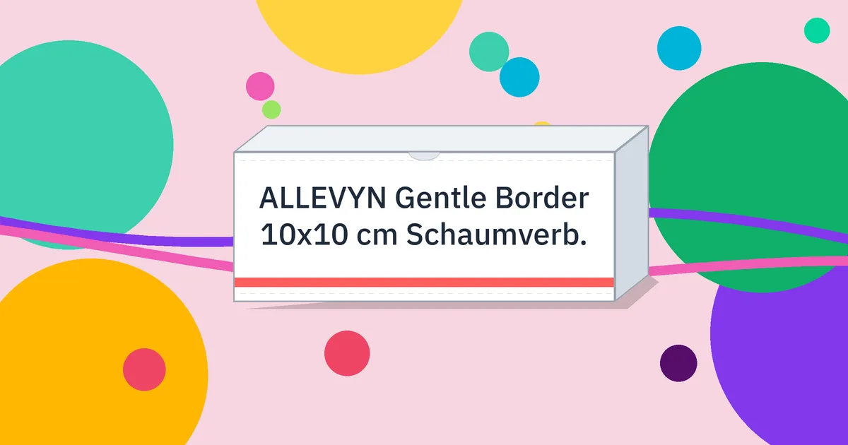 Symbolbild: Packung mit der Aufschrift ALLEVYN Gentle Border 10x10 cm Schaumverb. (PZN 17413858) – Verfügbarkeit und Bezug in Apotheken in Frankfurt am Main