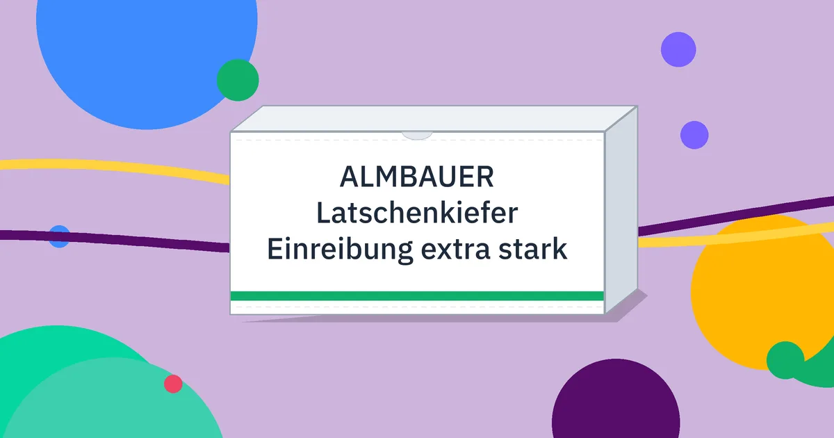 Symbolbild: Packung mit der Aufschrift ALMBAUER Latschenkiefer Einreibung extra stark (PZN 06437117) – Verfügbarkeit und Bezug in Apotheken in Frankfurt am Main