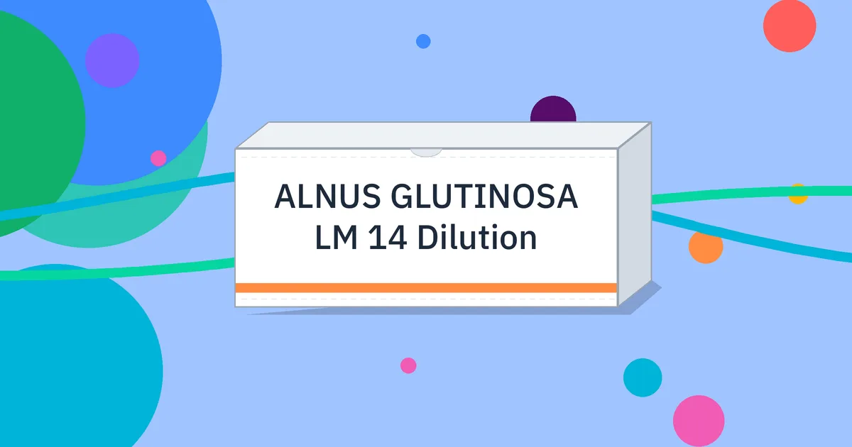 Symbolbild: Packung mit der Aufschrift ALNUS GLUTINOSA LM 14 Dilution (PZN 13312511) – Verfügbarkeit und Bezug in Apotheken in Frankfurt am Main