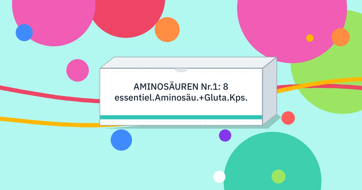 Symbolbild: Packung mit der Aufschrift AMINOSÄUREN Nr.1: 8 essentiel.Aminosäu.+Gluta.Kps. (PZN 20822833) – Verfügbarkeit und Bezug in Apotheken in Frankfurt am Main