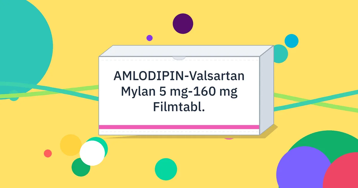Symbolbild: Packung mit der Aufschrift AMLODIPIN-Valsartan Mylan 5 mg-160 mg Filmtabl. (PZN 12390259) – Verfügbarkeit und Bezug in Apotheken in Frankfurt am Main