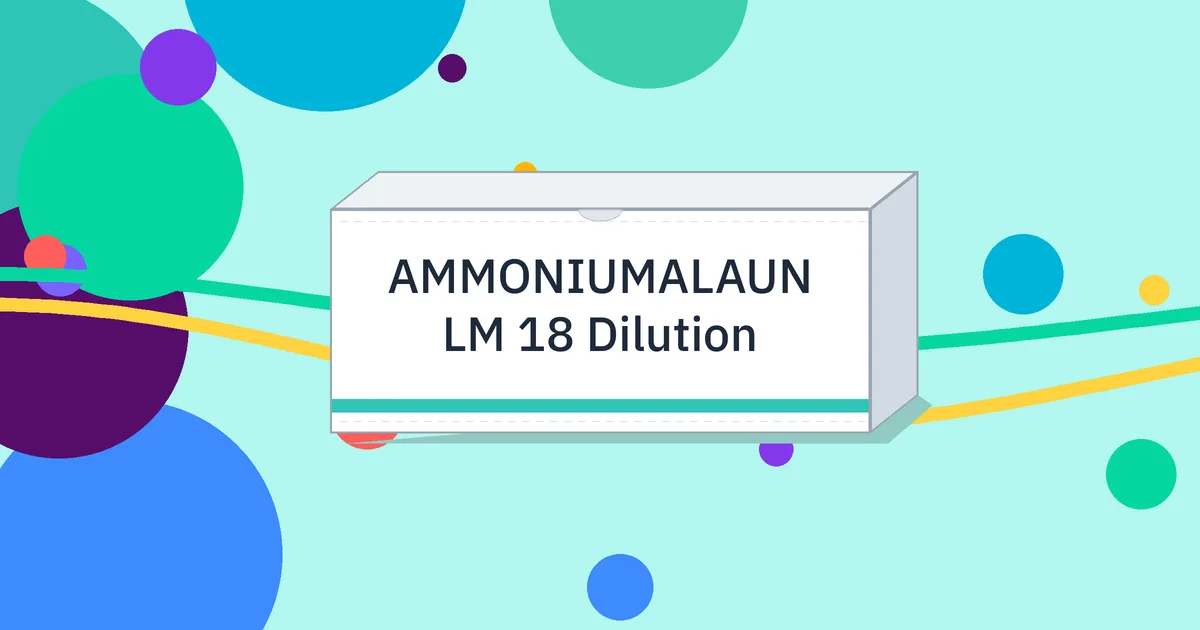 Symbolbild: Packung mit der Aufschrift AMMONIUMALAUN LM 18 Dilution (PZN 13324709) – Verfügbarkeit und Bezug in Apotheken in Frankfurt am Main