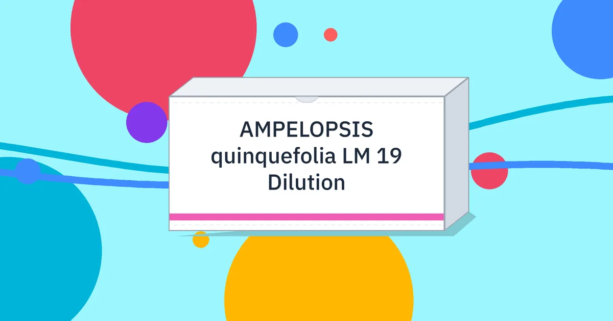 Symbolbild: Packung mit der Aufschrift AMPELOPSIS quinquefolia LM 19 Dilution (PZN 13325198) – Verfügbarkeit und Bezug in Apotheken in Frankfurt am Main