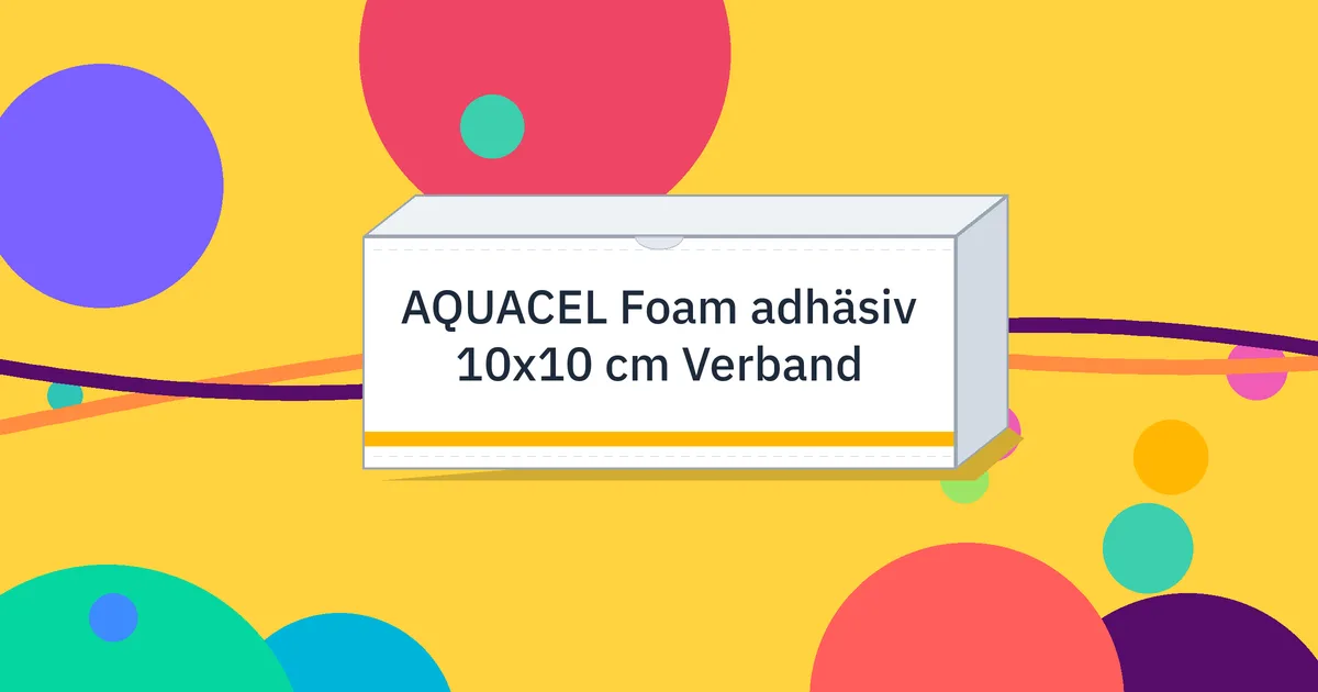 Symbolbild: Packung mit der Aufschrift AQUACEL Foam adhäsiv 10x10 cm Verband (PZN 20609111) – Verfügbarkeit und Bezug in Apotheken in Frankfurt am Main