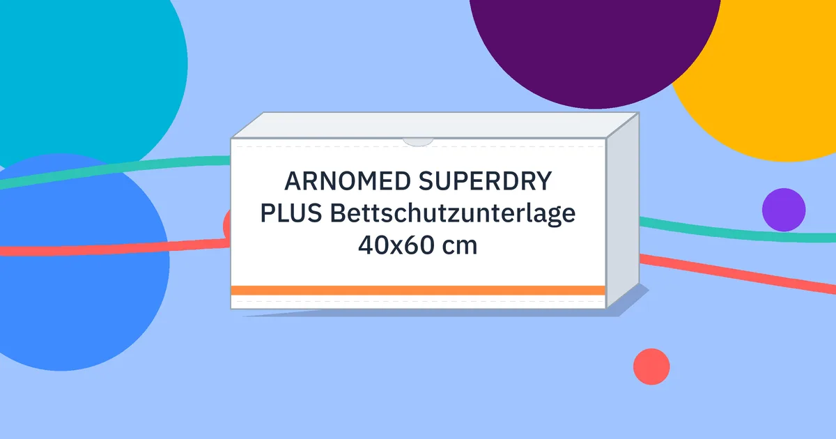 Symbolbild: Packung mit der Aufschrift ARNOMED SUPERDRY PLUS Bettschutzunterlage 40x60 cm (PZN 19196649) – Verfügbarkeit und Bezug in Apotheken in Frankfurt am Main