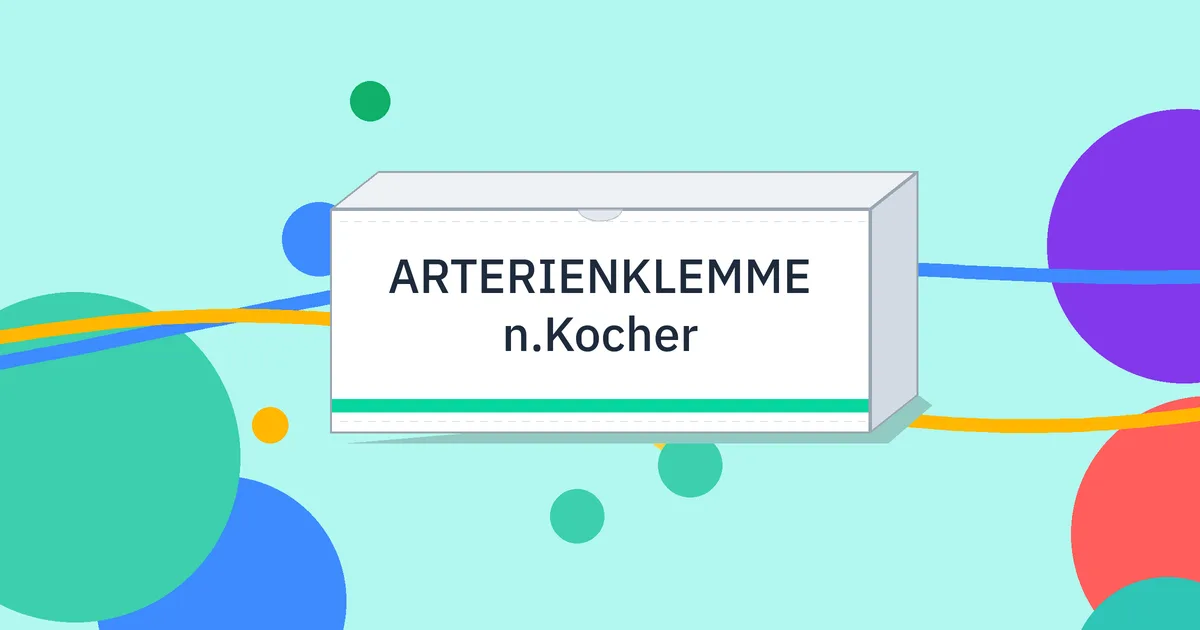 Symbolbild: Packung mit der Aufschrift ARTERIENKLEMME n.Kocher (PZN 01723953) – Verfügbarkeit und Bezug in Apotheken in Frankfurt am Main
