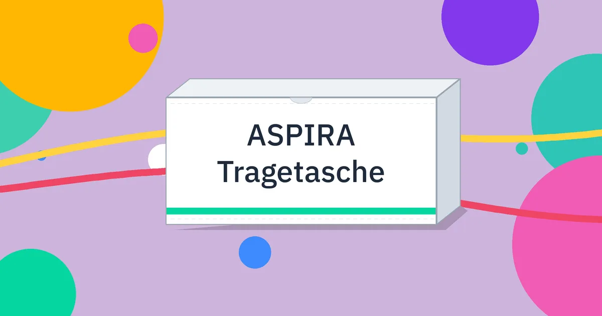 Symbolbild: Packung mit der Aufschrift ASPIRA Tragetasche (PZN 10080402) – Verfügbarkeit und Bezug in Apotheken in Frankfurt am Main