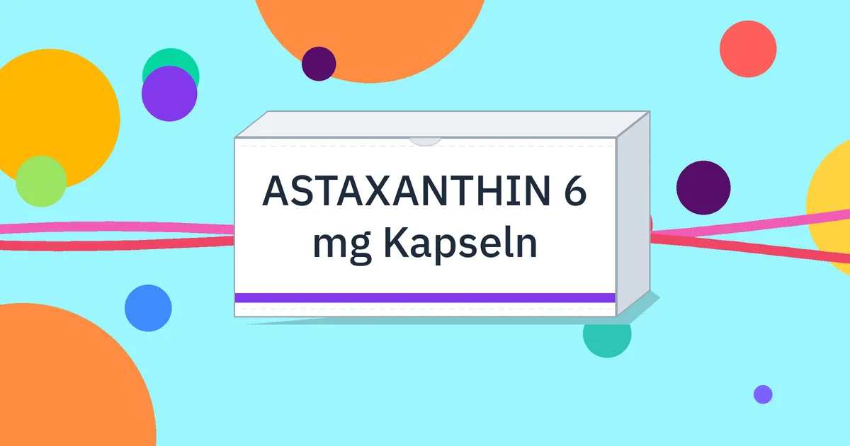 Symbolbild: Packung mit der Aufschrift ASTAXANTHIN 6 mg Kapseln (PZN 15736706) – Verfügbarkeit und Bezug in Apotheken in Frankfurt am Main