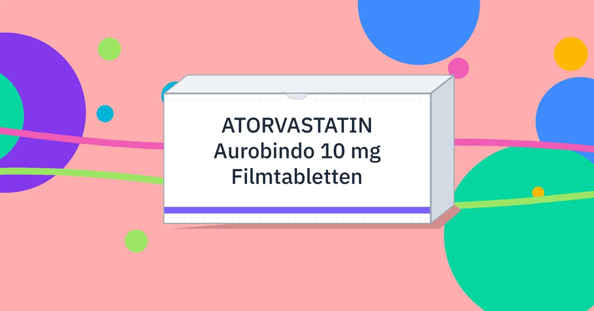 Symbolbild: Packung mit der Aufschrift ATORVASTATIN Aurobindo 10 mg Filmtabletten (PZN 11172098) – Verfügbarkeit und Bezug in Apotheken in Frankfurt am Main
