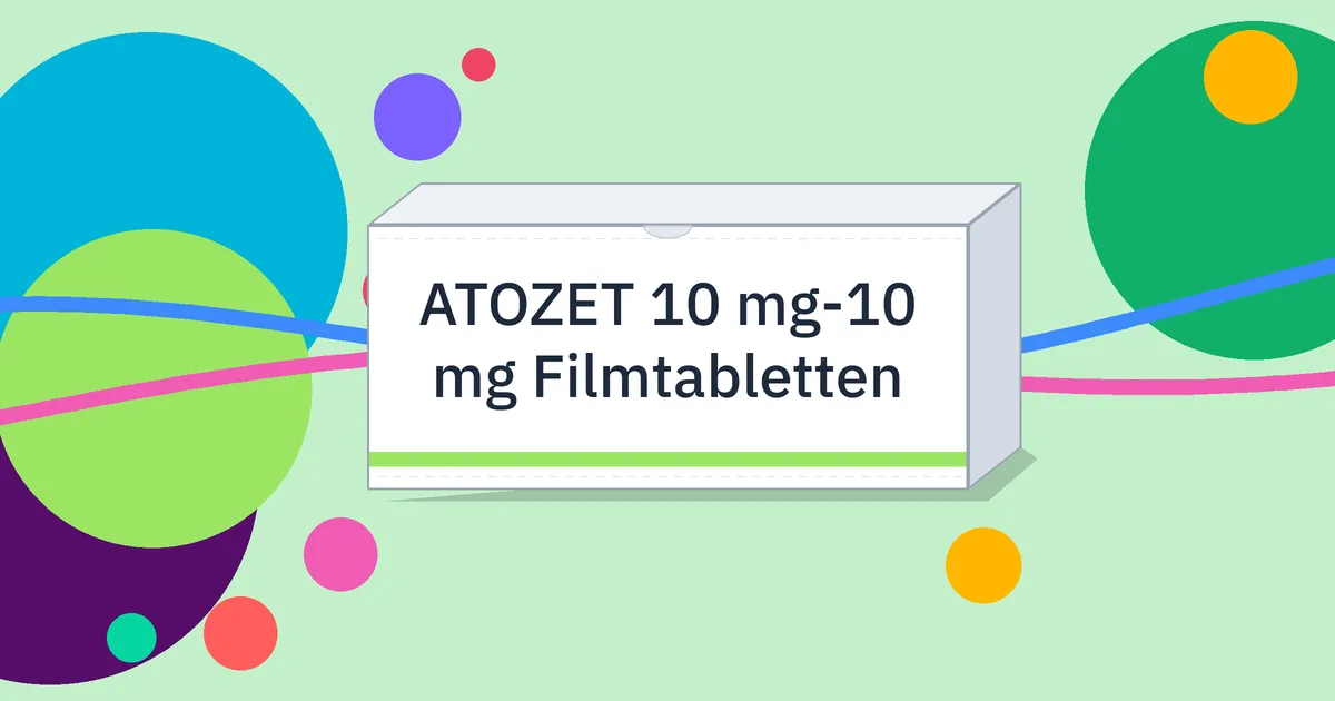 Symbolbild: Packung mit der Aufschrift ATOZET 10 mg-10 mg Filmtabletten (PZN 14270140) – Verfügbarkeit und Bezug in Apotheken in Frankfurt am Main