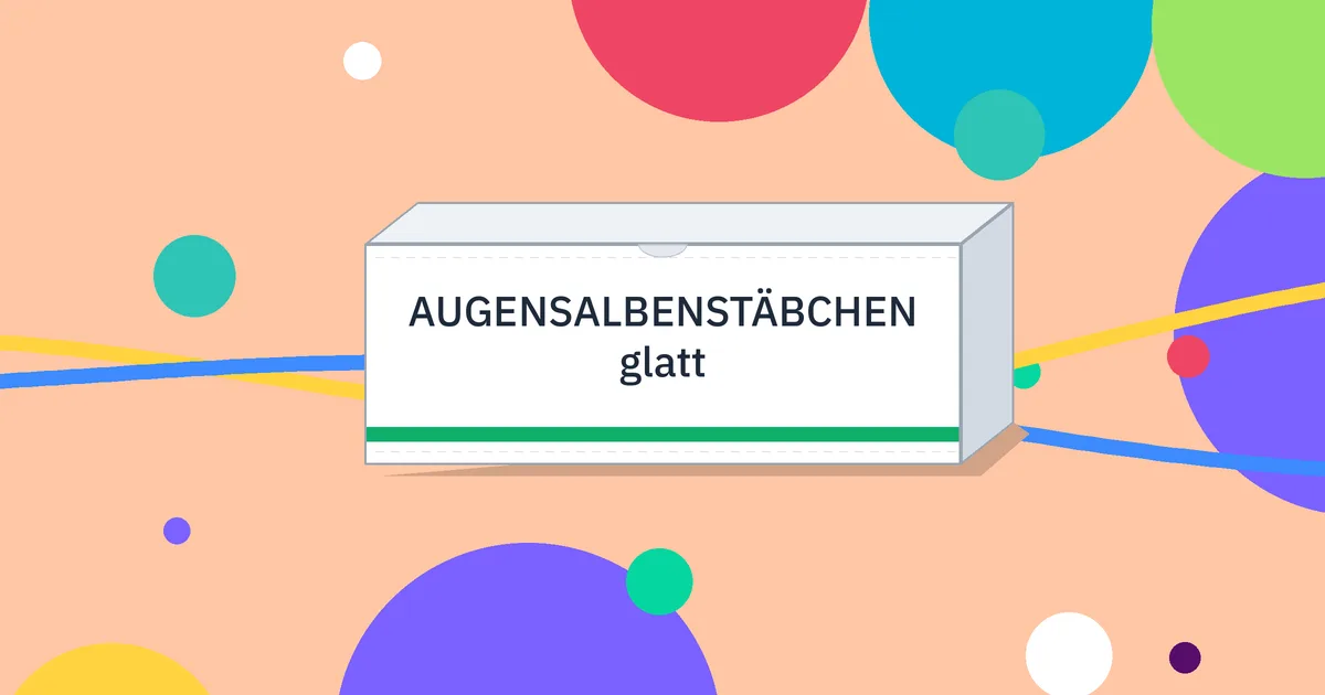 Symbolbild: Packung mit der Aufschrift AUGENSALBENSTÄBCHEN glatt (PZN 04444314) – Verfügbarkeit und Bezug in Apotheken in Frankfurt am Main