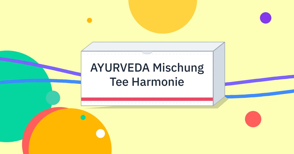 Symbolbild: Packung mit der Aufschrift AYURVEDA Mischung Tee Harmonie (PZN 15242588) – Verfügbarkeit und Bezug in Apotheken in Frankfurt am Main