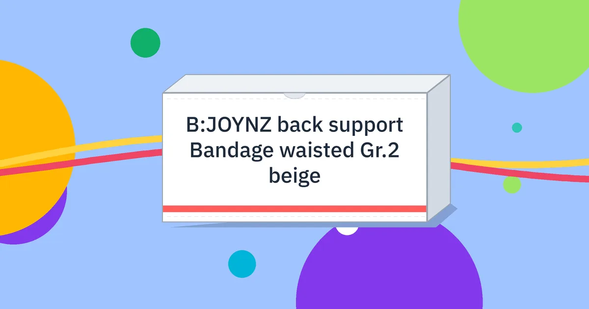 Symbolbild: Packung mit der Aufschrift B:JOYNZ back support Bandage waisted Gr.2 beige (PZN 20522031) – Verfügbarkeit und Bezug in Apotheken in Frankfurt am Main