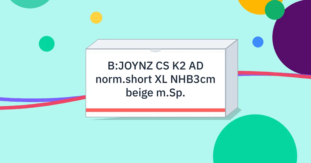 Symbolbild: Packung mit der Aufschrift B:JOYNZ CS K2 AD norm.short XL NHB3cm beige m.Sp. (PZN 20530183) – Verfügbarkeit und Bezug in Apotheken in Frankfurt am Main