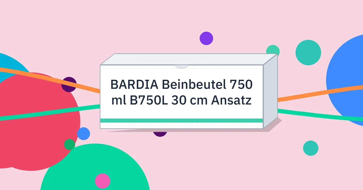 Symbolbild: Packung mit der Aufschrift BARDIA Beinbeutel 750 ml B750L 30 cm Ansatz (PZN 01853963) – Verfügbarkeit und Bezug in Apotheken in Frankfurt am Main