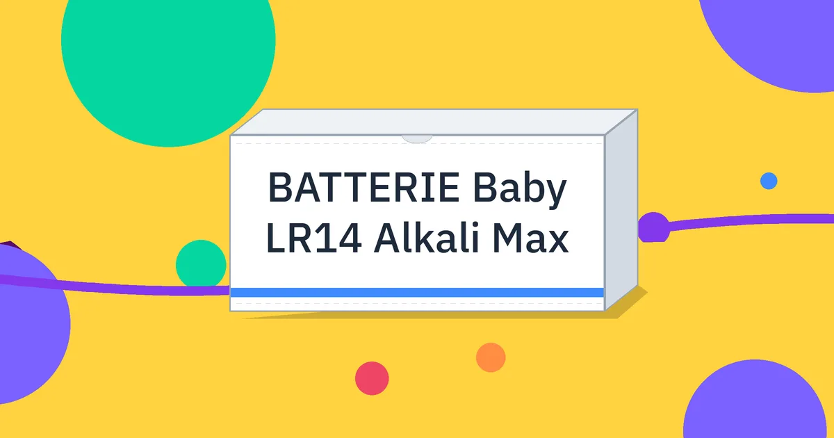 Symbolbild: Packung mit der Aufschrift BATTERIE Baby LR14 Alkali Max (PZN 20581996) – Verfügbarkeit und Bezug in Apotheken in Frankfurt am Main