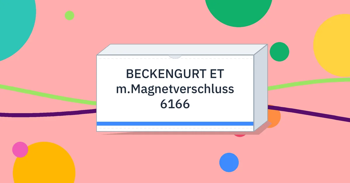 Symbolbild: Packung mit der Aufschrift BECKENGURT ET m.Magnetverschluss 6166 (PZN 09170198) – Verfügbarkeit und Bezug in Apotheken in Frankfurt am Main