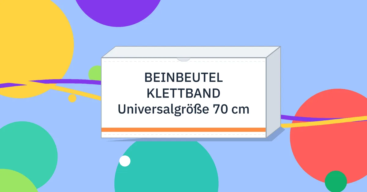 Symbolbild: Packung mit der Aufschrift BEINBEUTEL KLETTBAND Universalgröße 70 cm (PZN 06718968) – Verfügbarkeit und Bezug in Apotheken in Frankfurt am Main