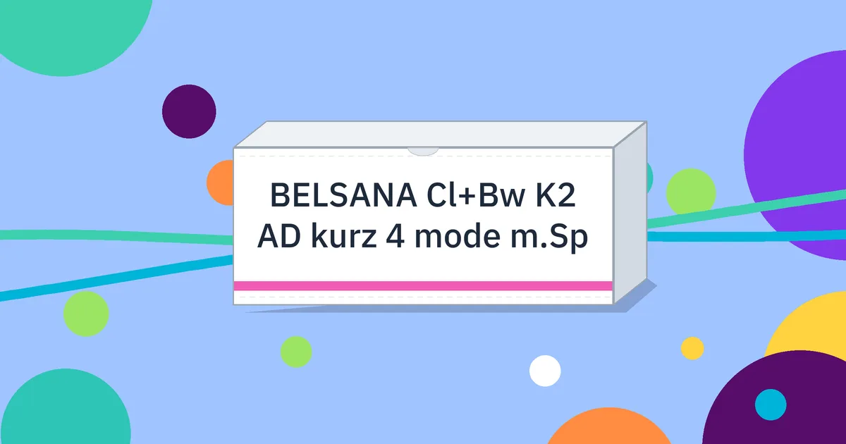 Symbolbild: Packung mit der Aufschrift BELSANA Cl+Bw K2 AD kurz 4 mode m.Sp (PZN 12241571) – Verfügbarkeit und Bezug in Apotheken in Frankfurt am Main