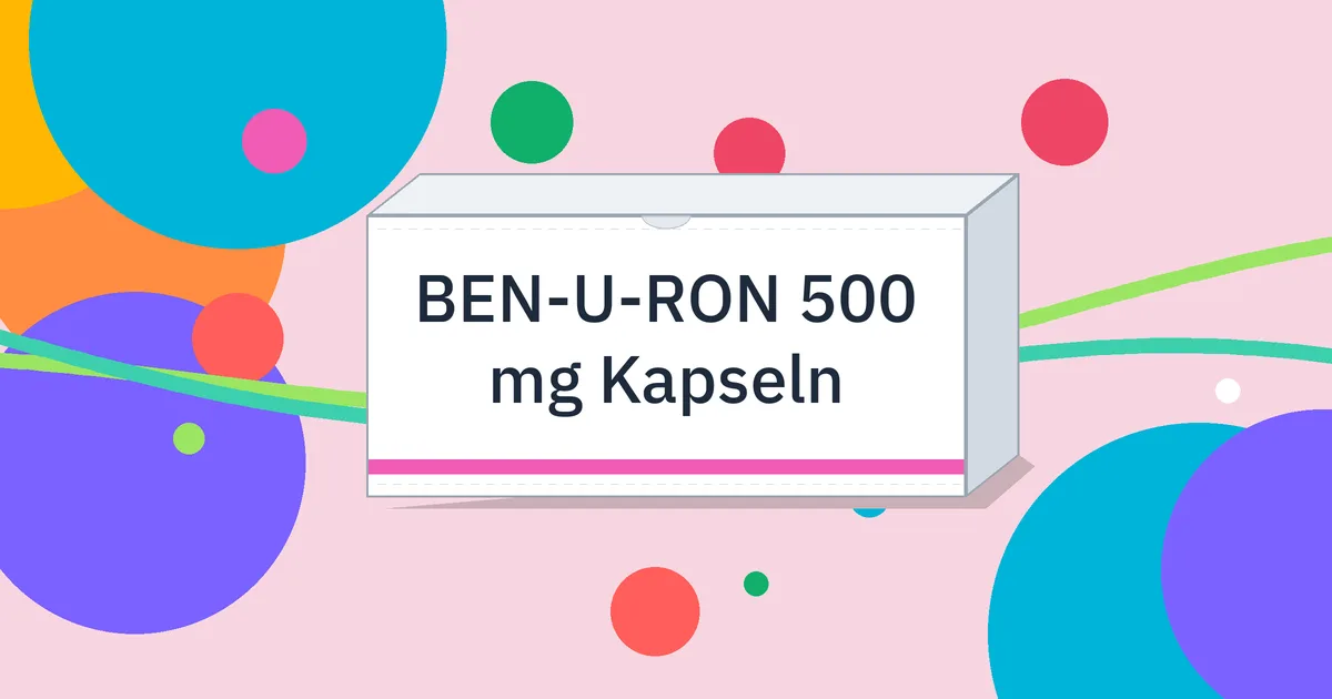 Symbolbild: Packung mit der Aufschrift BEN-U-RON 500 mg Kapseln (PZN 02710740) – Verfügbarkeit und Bezug in Apotheken in Frankfurt am Main