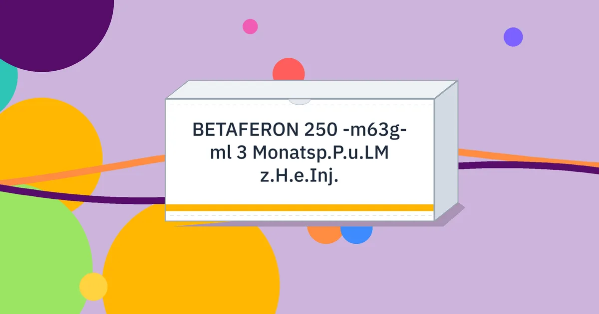 Symbolbild: Packung mit der Aufschrift BETAFERON 250 -m63g-ml 3 Monatsp.P.u.LM z.H.e.Inj. (PZN 11095535) – Verfügbarkeit und Bezug in Apotheken in Frankfurt am Main