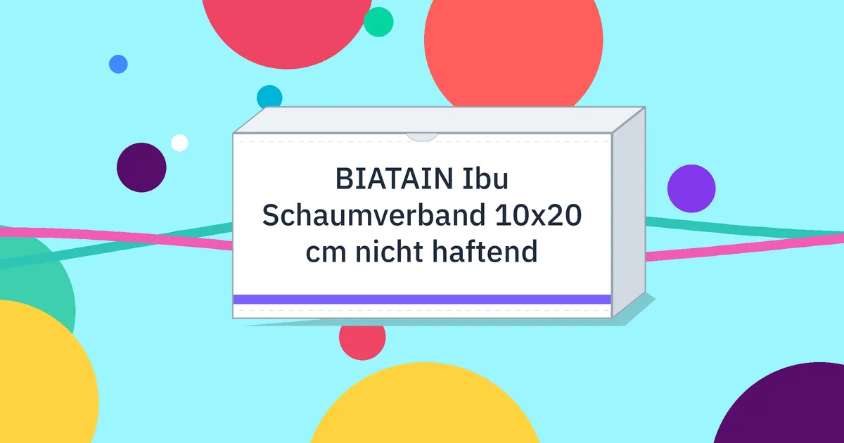 Symbolbild: Packung mit der Aufschrift BIATAIN Ibu Schaumverband 10x20 cm nicht haftend (PZN 12653629) – Verfügbarkeit und Bezug in Apotheken in Frankfurt am Main