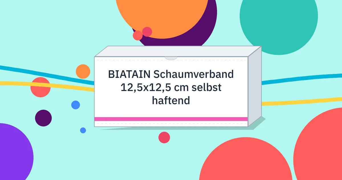 Symbolbild: Packung mit der Aufschrift BIATAIN Schaumverband 12,5x12,5 cm selbst haftend (PZN 11560423) – Verfügbarkeit und Bezug in Apotheken in Frankfurt am Main