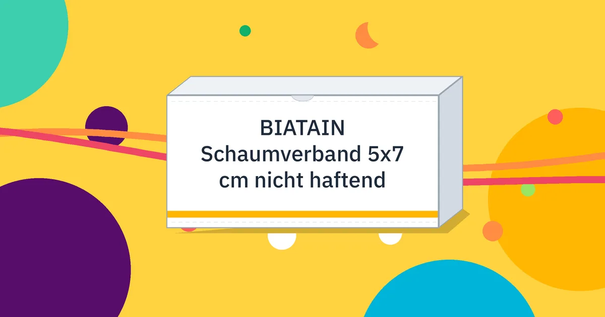 Symbolbild: Packung mit der Aufschrift BIATAIN Schaumverband 5x7 cm nicht haftend (PZN 19480391) – Verfügbarkeit und Bezug in Apotheken in Frankfurt am Main