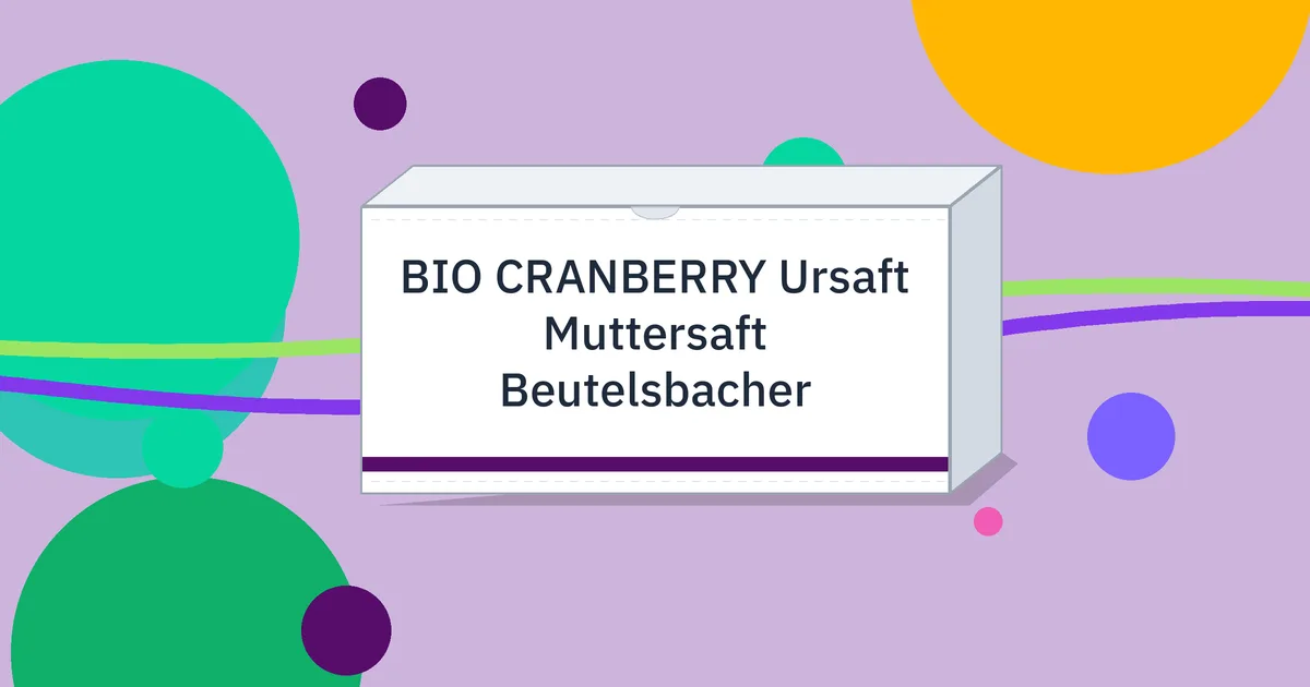 Symbolbild: Packung mit der Aufschrift BIO CRANBERRY Ursaft Muttersaft Beutelsbacher (PZN 20597394) – Verfügbarkeit und Bezug in Apotheken in Frankfurt am Main