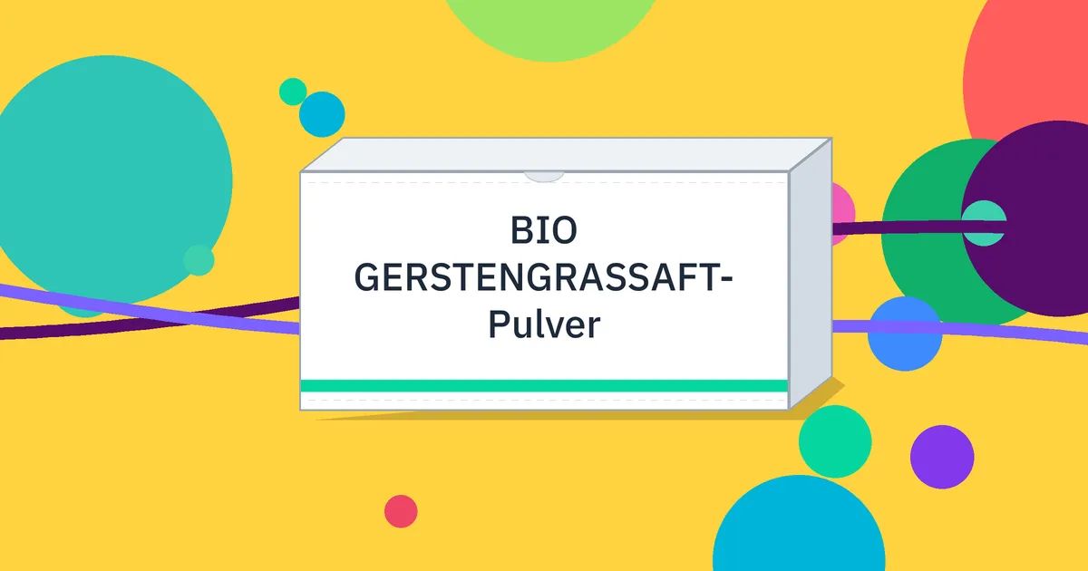 Symbolbild: Packung mit der Aufschrift BIO GERSTENGRASSAFT-Pulver (PZN 11685886) – Verfügbarkeit und Bezug in Apotheken in Frankfurt am Main