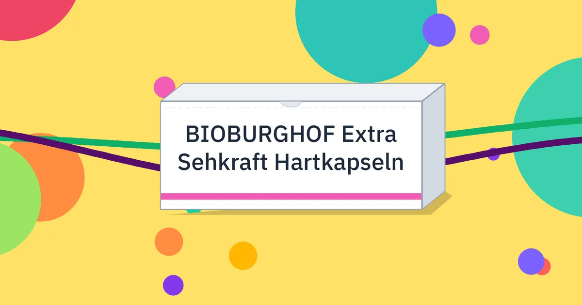 Symbolbild: Packung mit der Aufschrift BIOBURGHOF Extra Sehkraft Hartkapseln (PZN 19376883) – Verfügbarkeit und Bezug in Apotheken in Frankfurt am Main