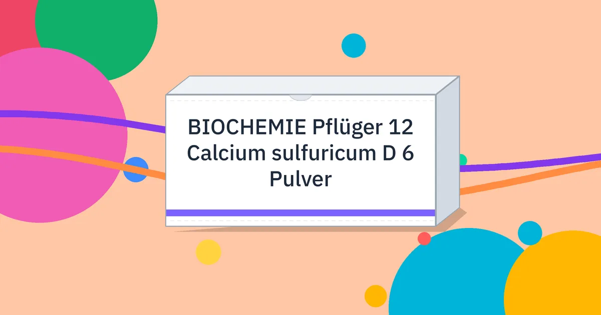 Symbolbild: Packung mit der Aufschrift BIOCHEMIE Pflüger 12 Calcium sulfuricum D 6 Pulver (PZN 06323537) – Verfügbarkeit und Bezug in Apotheken in Frankfurt am Main