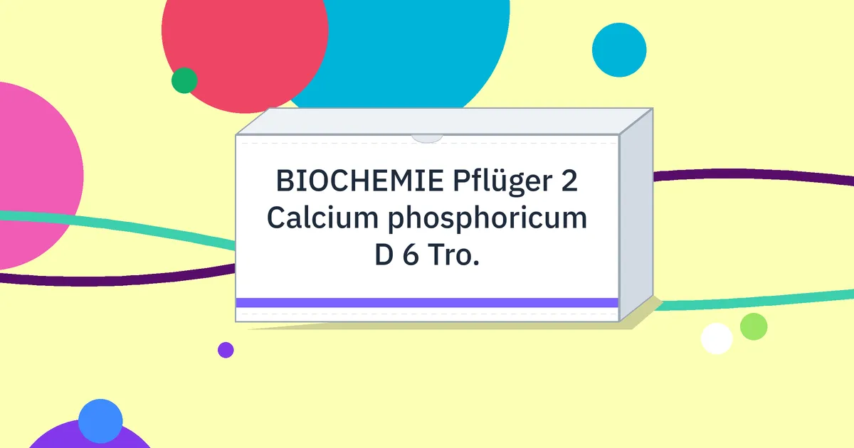 Symbolbild: Packung mit der Aufschrift BIOCHEMIE Pflüger 2 Calcium phosphoricum D 6 Tro. (PZN 06323709) – Verfügbarkeit und Bezug in Apotheken in Frankfurt am Main