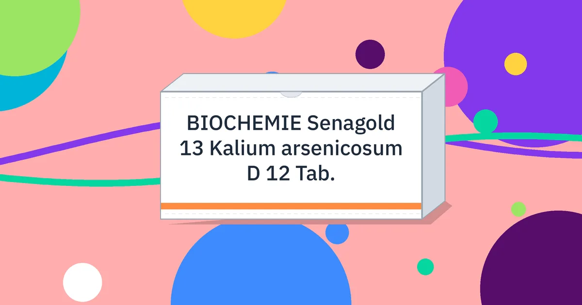Symbolbild: Packung mit der Aufschrift BIOCHEMIE Senagold 13 Kalium arsenicosum D 12 Tab. (PZN 07544430) – Verfügbarkeit und Bezug in Apotheken in Frankfurt am Main