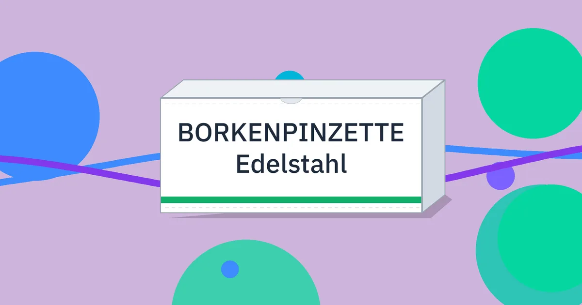 Symbolbild: Packung mit der Aufschrift BORKENPINZETTE Edelstahl (PZN 04770640) – Verfügbarkeit und Bezug in Apotheken in Frankfurt am Main