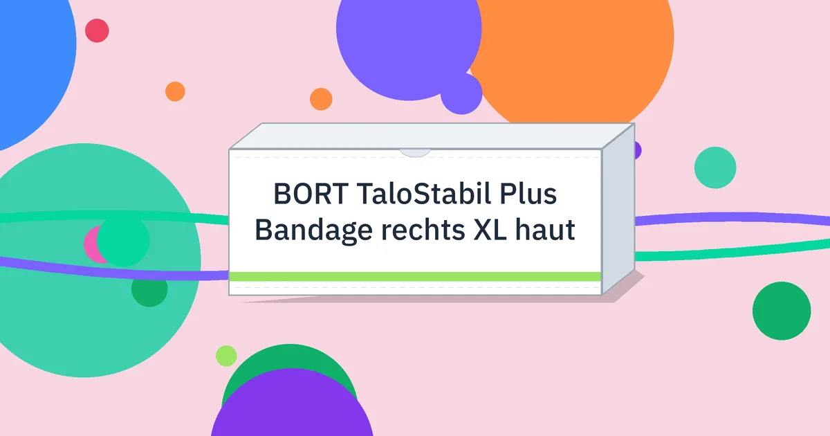 Symbolbild: Packung mit der Aufschrift BORT TaloStabil Plus Bandage rechts XL haut (PZN 07671996) – Verfügbarkeit und Bezug in Apotheken in Frankfurt am Main