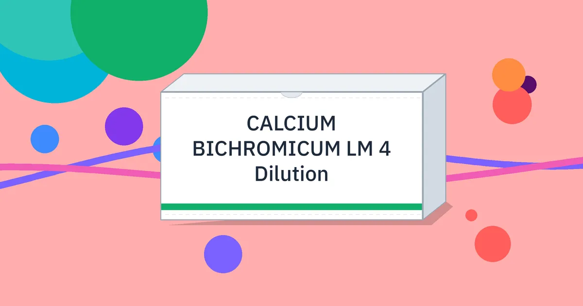Symbolbild: Packung mit der Aufschrift CALCIUM BICHROMICUM LM 4 Dilution (PZN 13407157) – Verfügbarkeit und Bezug in Apotheken in Frankfurt am Main