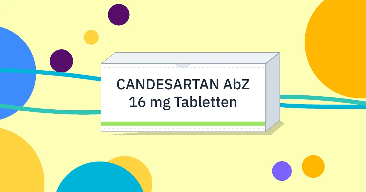 Symbolbild: Packung mit der Aufschrift CANDESARTAN AbZ 16 mg Tabletten (PZN 09074980) – Verfügbarkeit und Bezug in Apotheken in Frankfurt am Main